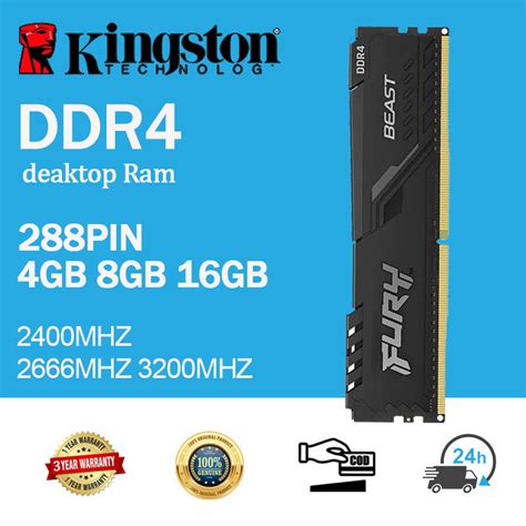 Kingston Hyperx Fury Ddr4 Ram Desktop 4gb 8gb 16gb 2400 2666 3200 Dimm Game Memory Shopee