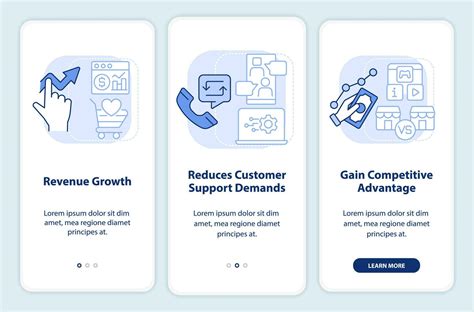 Customer Engagement Platform Light Blue Onboarding Mobile App Screen Walkthrough 3 Steps