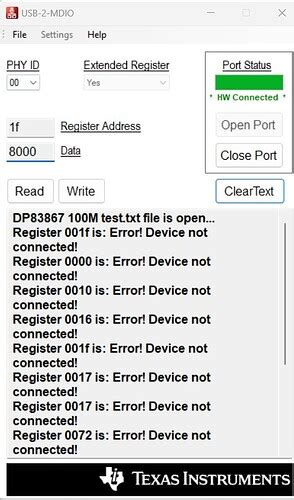 Register Writeread From Msp430f5529 To Dp83867irpap Evm Integrated Circuits Ics Digikey