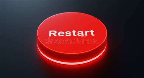 Red Restart Button A Glowing Red Button With The Word Restart On A Dark