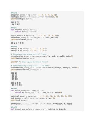 Numpy Questions With Answers And Practice PDF