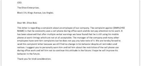 Code Of Conduct Complaint Letter Writeletter2 Com