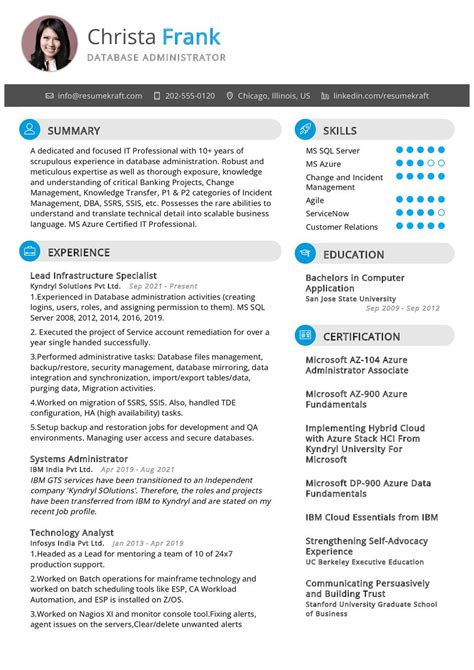 Database Administrator Cv Example In 2025 Resumekraft