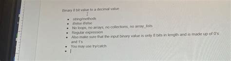 Solved Binary 8 ﻿bit Value To A Decimal Value