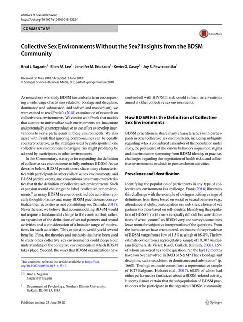 PDF Collective Sex Environments Without The Sex Insights From The BDSM Community