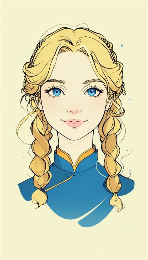 Whimsical Anime Girl Portrait With Blue Headscarf Art Playground