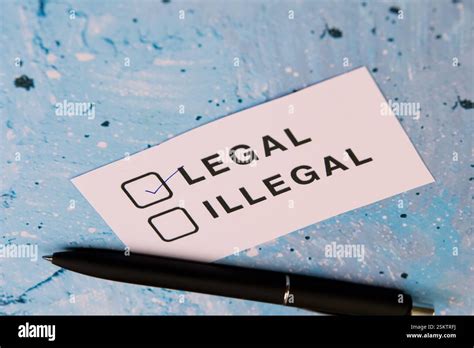 Checkbox Options Are Marked For Legal And Illegal Activities On A Colored Surface With A Pen