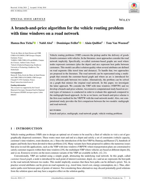 Pdf A Branch And Price Algorithm For The Vehicle Routing Problem With