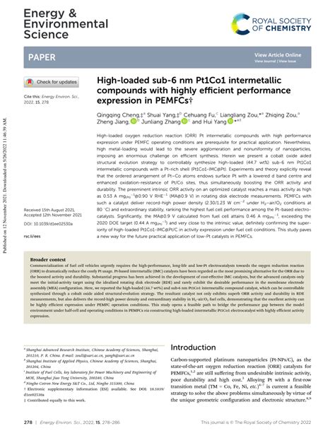 Pdf High Loaded Sub 6 Nm Pt1co1 Intermetallic Compounds With High