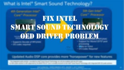 Fix Intel Smart Sound Technology Oed Driver Problem