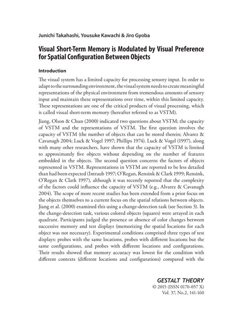 Pdf Visual Short Term Memory Is Modulated By Visual Preference For Spatial Configuration