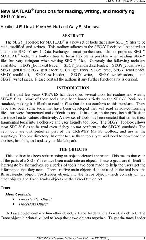 new matlab functions for reading writing and modifying seg y files segy toolbox instructions