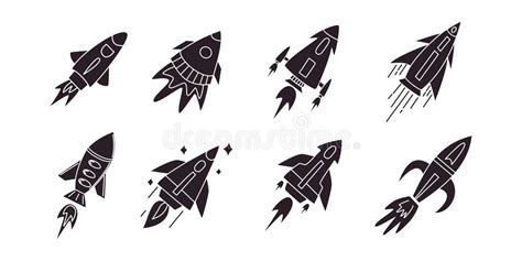 Rocket Set Vector Icon Illustration Template Vector Spaceship Or