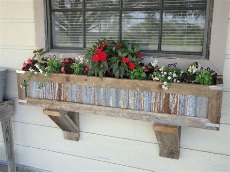 I Love This Handcrafted Rustic Window Box Planter Crafted Out Of Reclaimed Cedar And Tin This