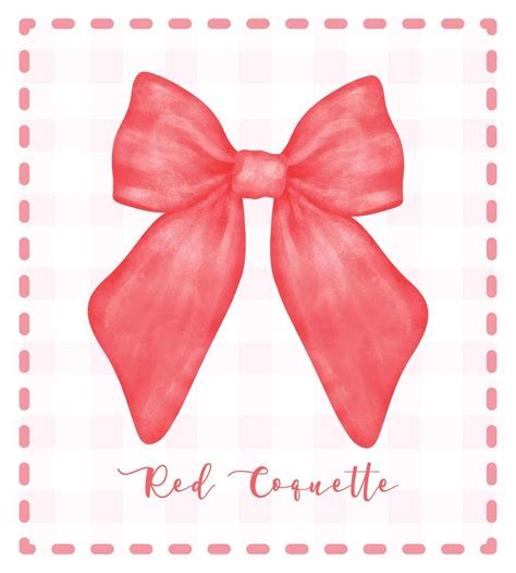 Trendy Red Coquette Bow Aesthetic Watercolor Hand Drawing 41727932