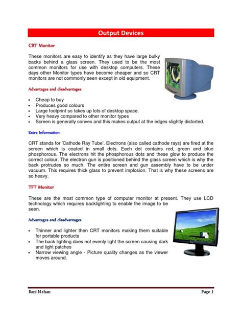 Output Devices Pdf Printer Computing Computer Monitor