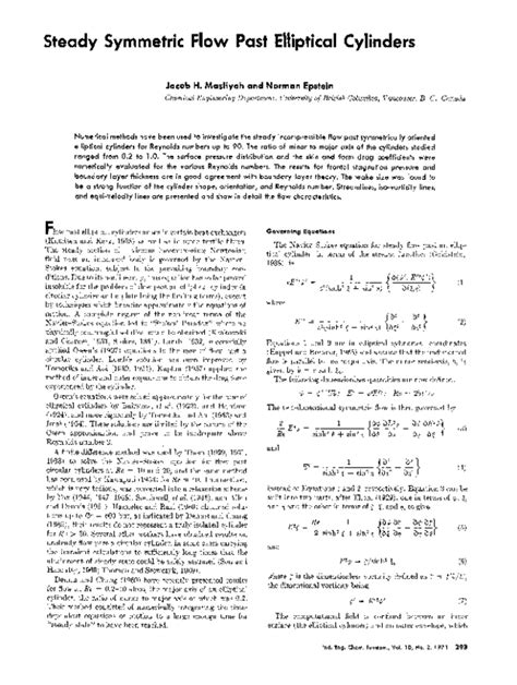 Pdf Steady Symmetric Flow Past Elliptical Cylinders Jacob Masliyah
