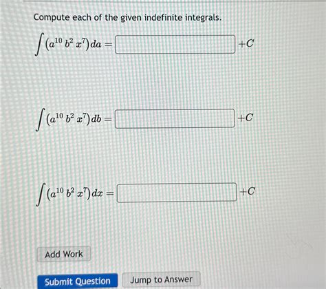 Solved Compute Each Of The Given Indefinite Chegg