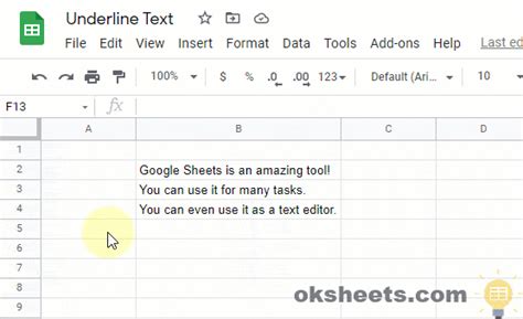 Ways To Add And Remove Underline Text In Google Sheets Ok Sheets