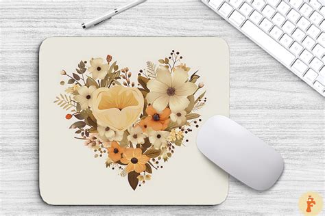 Romantic Floral Heart Mouse Pad Design Graphic By Foxmia · Creative Fabrica