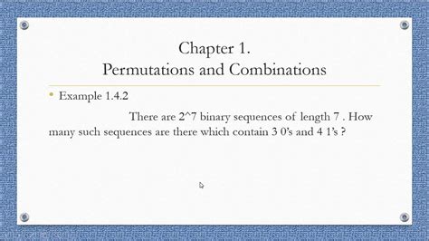 Example 142 Chapter 1 Permutations And Combinations Combinatorics Youtube