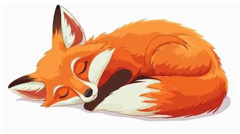 Cute Sleeping Fox Vector Illustration Adorable Handdrawn Wildlife
