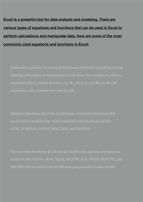 Solution Excel Is A Powerful Tool For Data Analysis And Modeling There Are Various Types Of