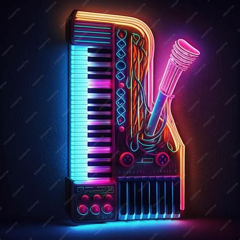 Premium Photo Brightly Lit Musical Instrument With Microphone And