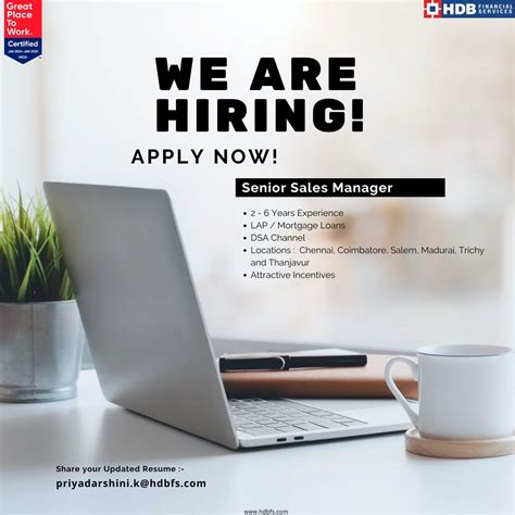 Priyadarshini Kumar On Linkedin Hdb Financial Services Ltd Hiring For Senior Sales Manager