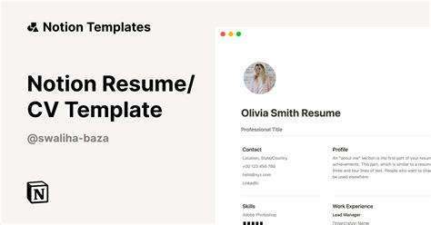 Notion Resume Cv Template Template Notion Marketplace