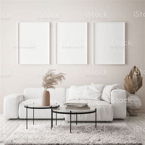 모던 한 인테리어 배경 스칸디나비아 스타일 3d 렌더링에서 포스터 프레임을 모의 공란에 대한 스톡 사진 및 기타 이미지 공란 전문가용 캔버스 0명 Istock