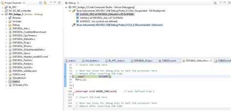 ccs tms320f28035 illegal isr at dsp2803x defaultlsr c 95 0x3f666b