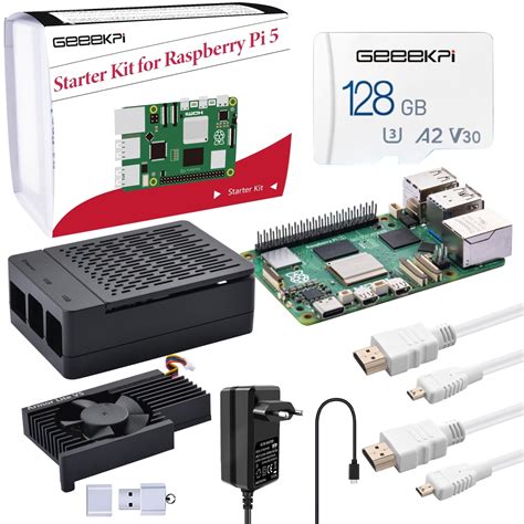 Geeekpi Raspberry Pi 5 8gb Starter Kit Avec 128gb Sd Carte Raspberry