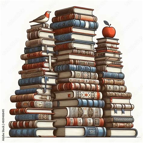 쌓여있는 책 일러스트 Stock Illustration Adobe Stock