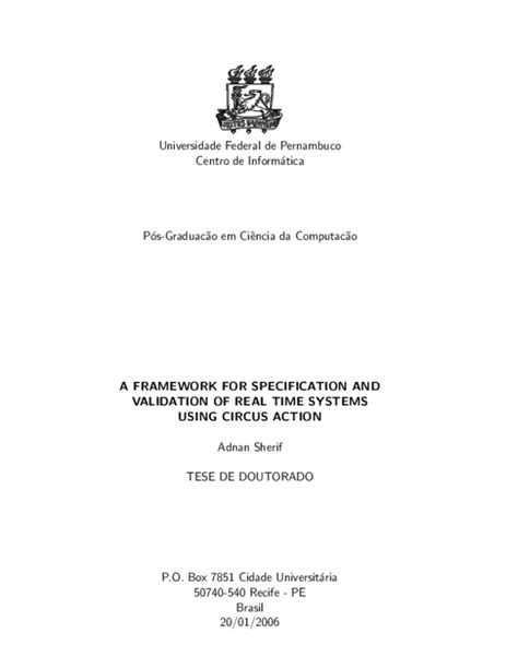 Pdf A Framework For Specification And Validation Of Real Time Systems Using Circus Actions