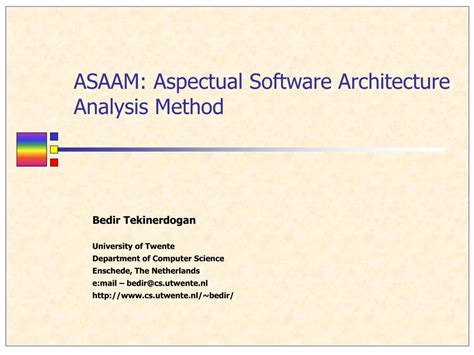 Ppt Asaam Aspectual Software Architecture Analysis Method Powerpoint Presentation Id 48491