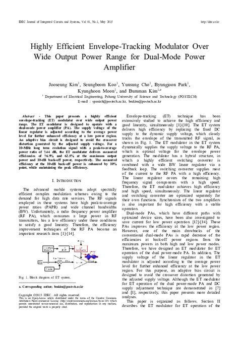 Pdf Highly Efficient Envelope Tracking Modulator Over Wide Output Power Range For Dual Mode