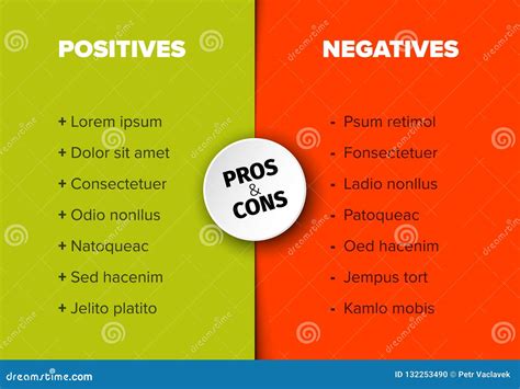 Vector Pros And Cons Compare Template Table Stock Vector Illustration