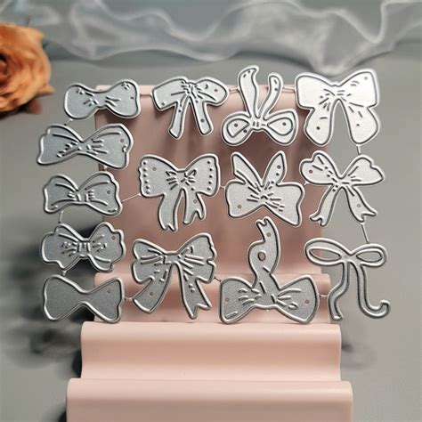 โบว์ต่างๆโลหะตัดตายกระดาษลายนูนลายฉลุสมุดการ์ดอวยพร Diy หัตถกรรม Die Cuts Bowknots Shopee Thailand