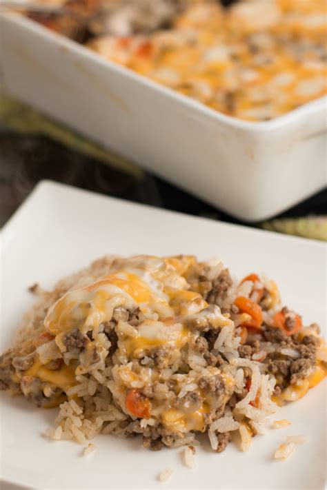 Extra Cheesy Ground Beef And Rice Casserole