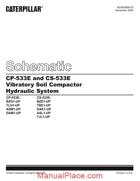 Caterpillar Cp 533e And Cs 533e Vibratory Compactor Hydraulic System