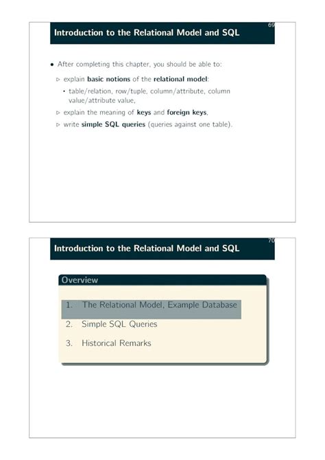 Pdf 70 Introduction To The Relational Model And Sql Overview 1