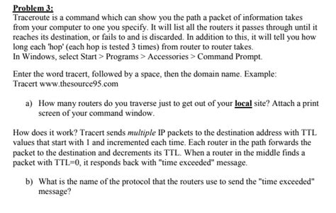 Solved Problem 3 Traceroute Is A Command Which Can Show You