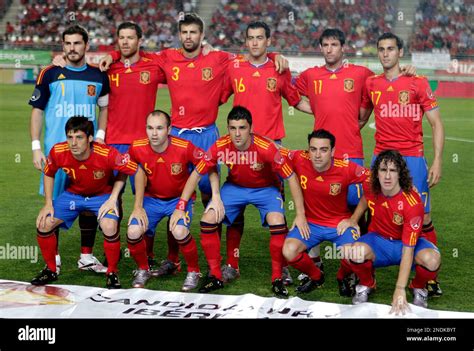 Spains National Soccer Team Pose Before A Friendly Soccer Match