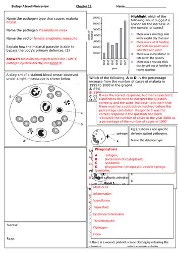 Mini Assessments Reviews Ocr A Biology Mid Unit Checkpoints Teaching Resources