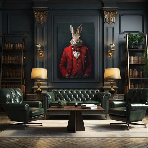 Rabbit Wall Art Animals Wall Decor Rabbit In Red Canvas Print