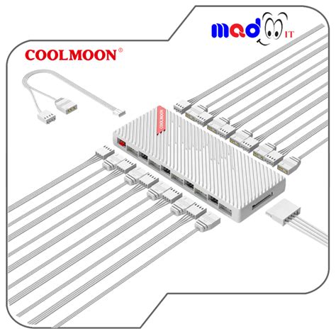 COOLMOON ฮบ PWM 1 10 5V3PIN AURASYNC แบบแมเหลกและรองรบพดลม RGB 10 ตว รน AM10 Shopee