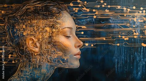 Woman With Digital Circuit Patterns Blended Into Her Profile Symbolizing Artificial Intelligence