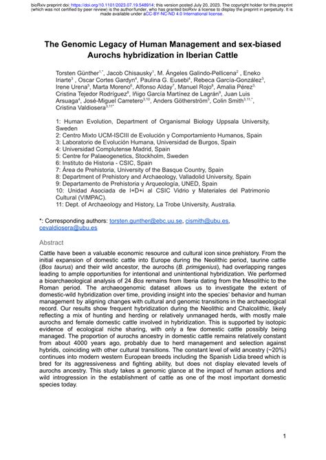 Pdf The Genomic Legacy Of Human Management And Sex Biased Aurochs Hybridization In Iberian Cattle