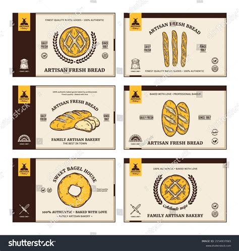 Bakery Labels Packaging Design Templates Baked Stock Vector Royalty